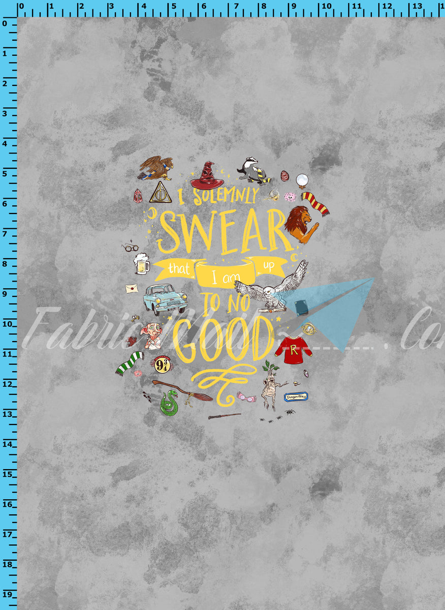 Jersey Knit Cotton Spandex Fabric - Wizard Doodles Panels | Fabricmail ...